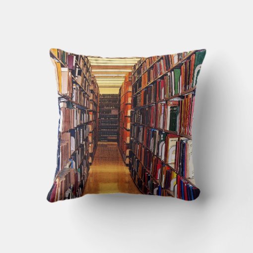Colorful Library Books Throw Pillow | Zazzle
