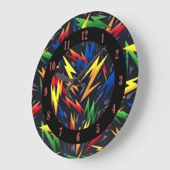 Colorful Lightning Bolts Pattern Wall Clock | Zazzle
