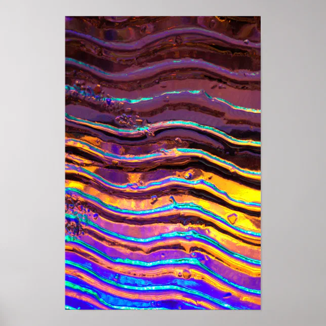 Colorful Lights Behind Wavy Glass Poster | Zazzle