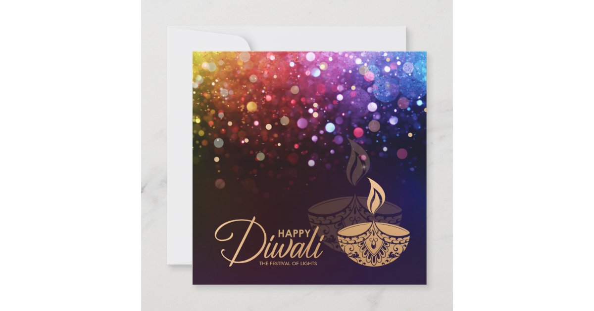Colorful lights Happy Diwali Card | Zazzle
