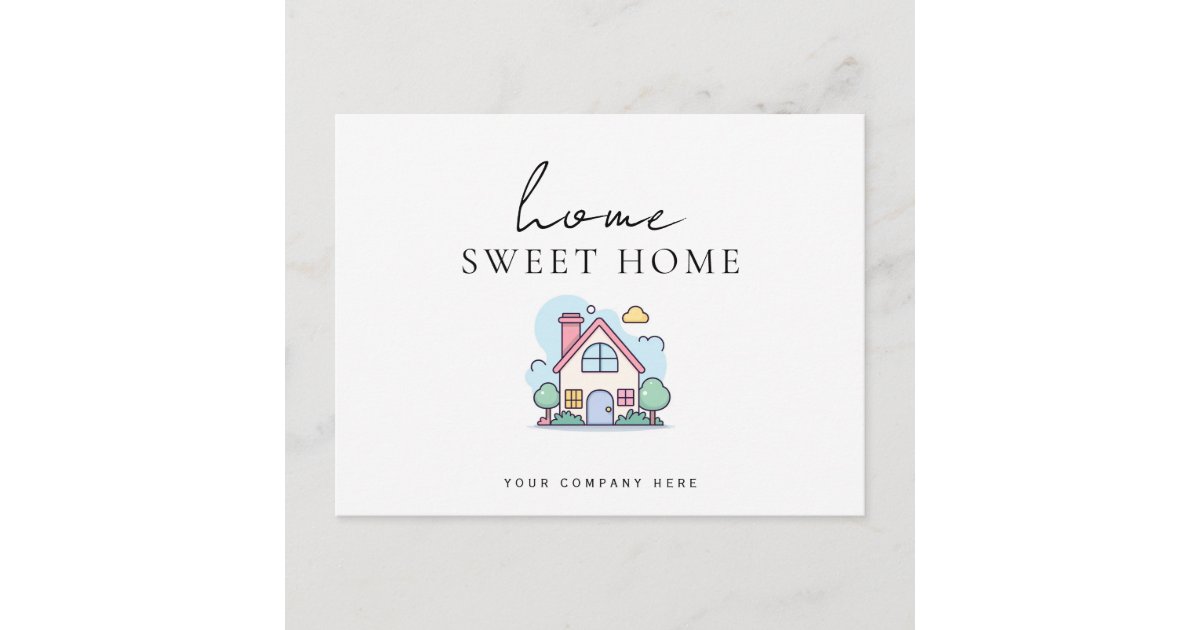Colorful Line Home Sweet Home New Homeowner Postcard | Zazzle