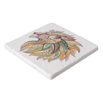 Colorful Lion Abstract Drawing Trivet | Zazzle