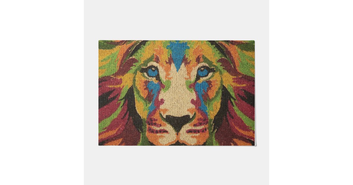 Colorful Lion Face Mat, Man Indoor Decor Doormat | Zazzle