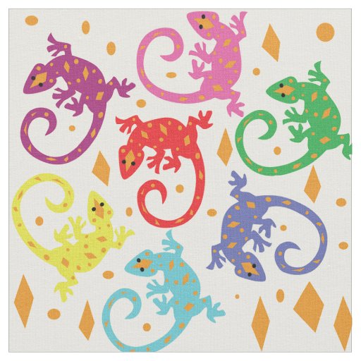 Colorful Lizards Fabric | Zazzle