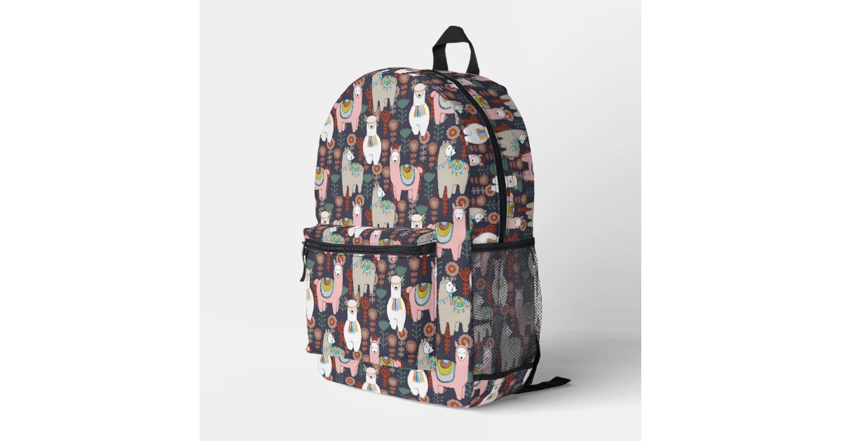 Colorful Llamas Pattern Printed Backpack | Zazzle