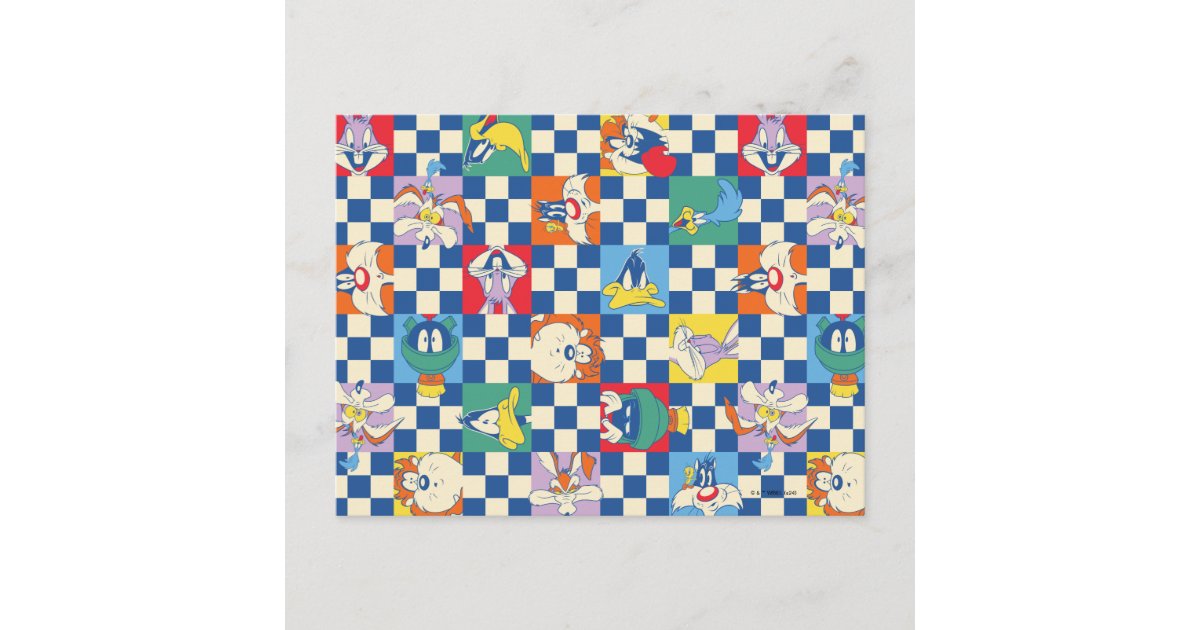 Colorful LOONEY TUNES™ Checker Toss Pattern Postcard | Zazzle