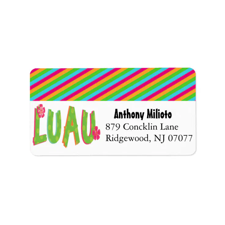 Colorful Luau Label/ Sticker | Zazzle