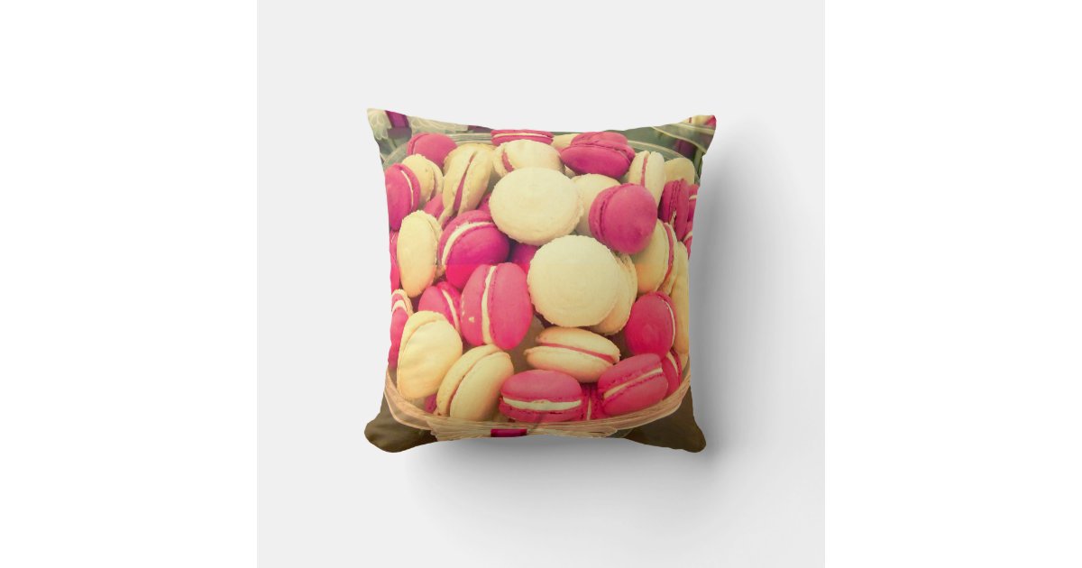 Colorful macaron macaroons sweet pillow cushion | Zazzle