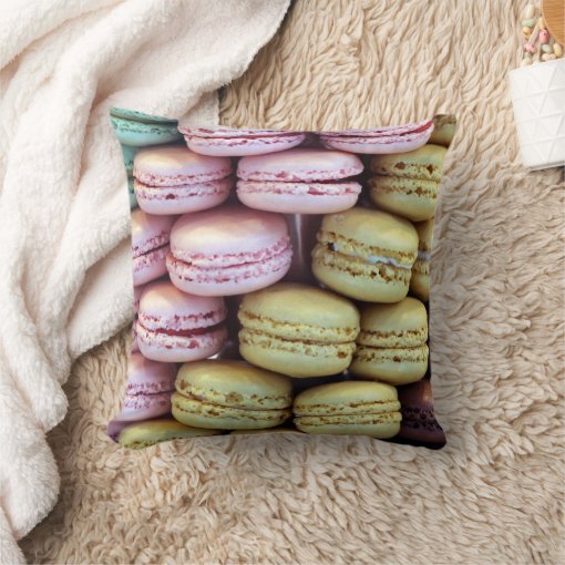 Colorful macaron macaroons sweet pillow cushion | Zazzle