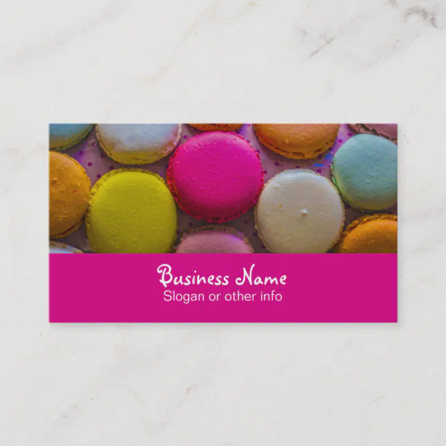 Colorful Macarons Tasty Baked Dessert Business Card | Zazzle