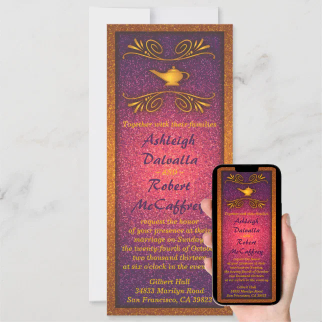 Colorful Magic Lamp Wedding Invitation | Zazzle
