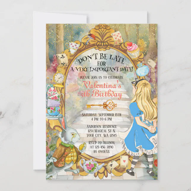 Colorful Magical Alice's Wonderland Tea Birthday I Invitation | Zazzle
