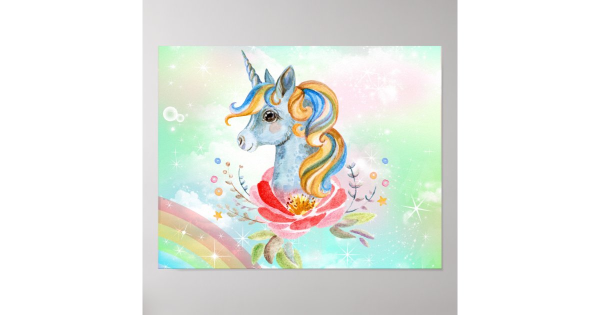 Colorful Magical Unicorn Rainbow Poster | Zazzle