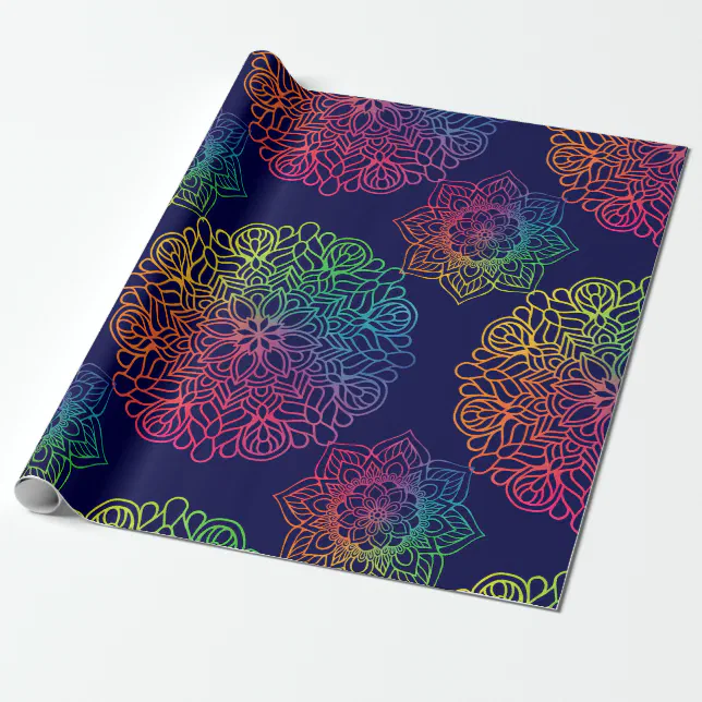Colorful Mandala Pattern Cute Cool Pretty Funky Wrapping Paper | Zazzle