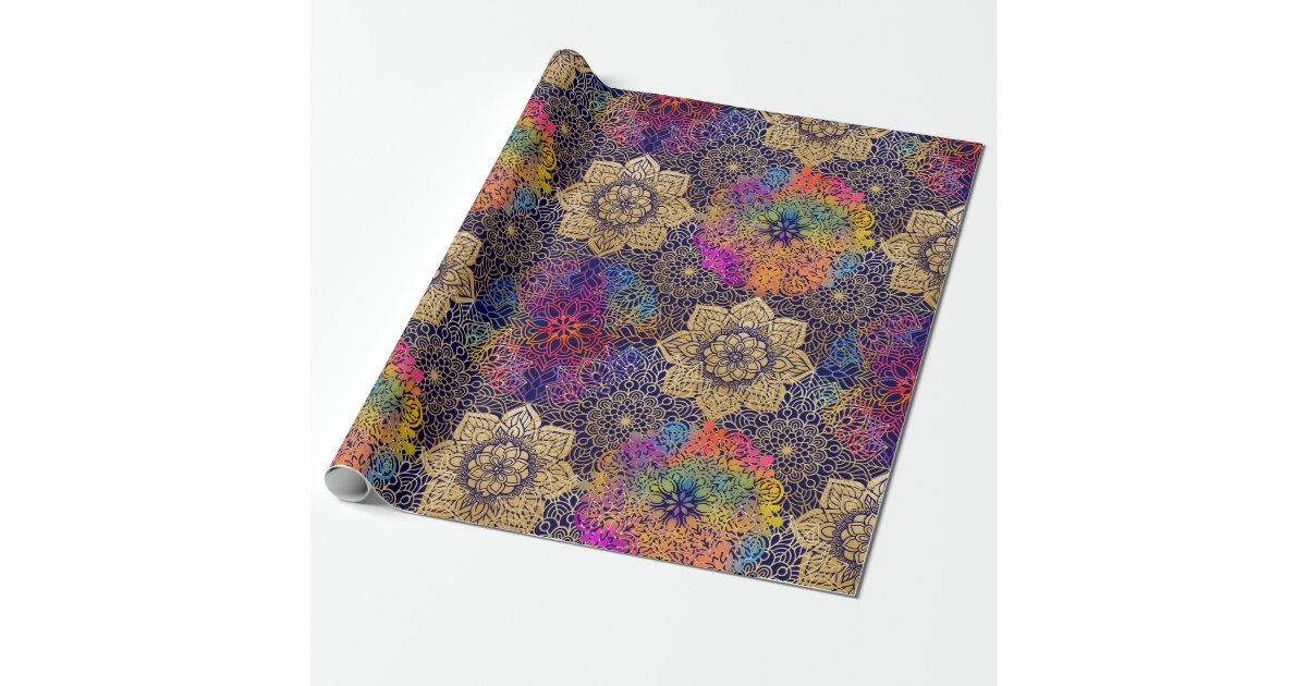 Colorful Mandala Pattern Cute Cool Pretty Funky Wrapping Paper | Zazzle