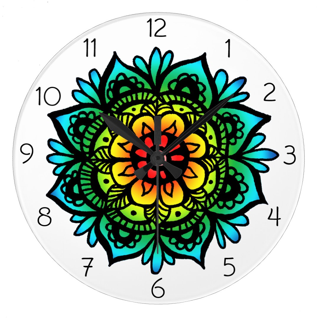 Colorful Mandala Wall Clock | Zazzle