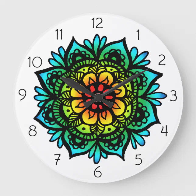 Colorful Mandala Wall Clock | Zazzle