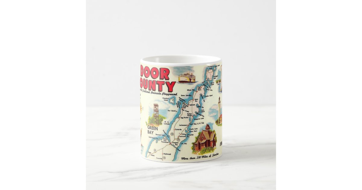 Colorful Map of Door County Mug | Zazzle