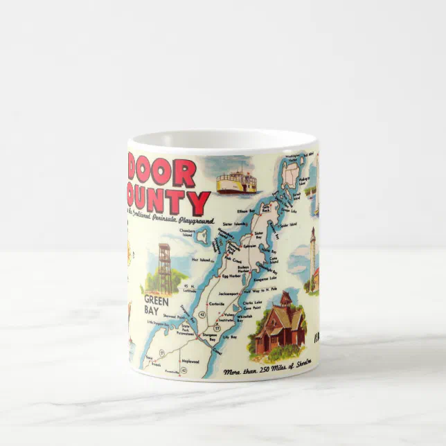 Colorful Map of Door County Mug | Zazzle