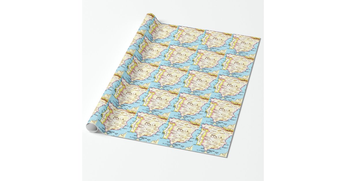 Colorful Map of Spain Design Wrapping Paper | Zazzle