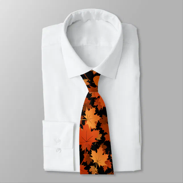 Colorful maple leaves and pumpkins fall pattern tie | Zazzle