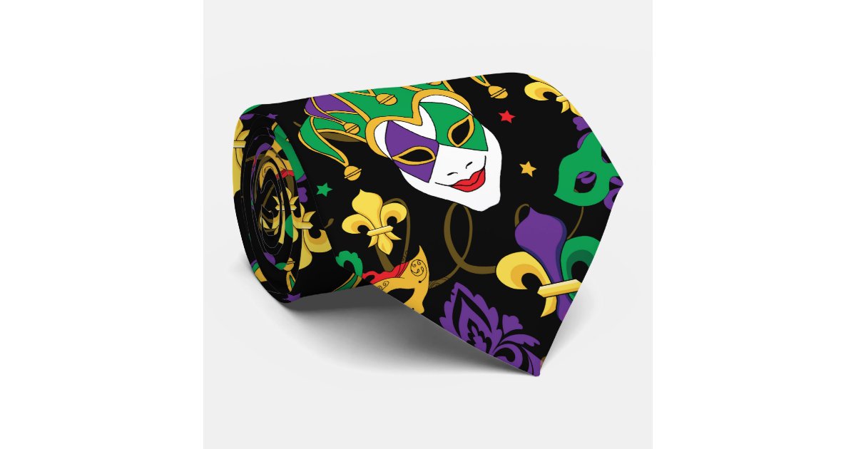 Colorful Mardi Gras Fat Tuesday Patterned Neck Tie | Zazzle