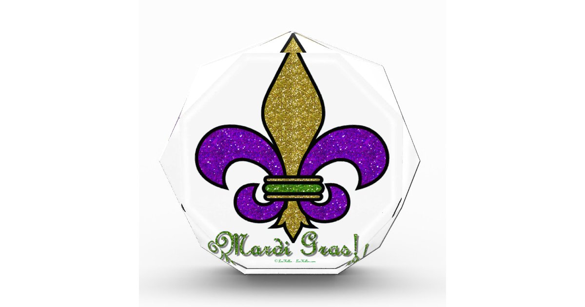 Colorful Mardi Gras Fleur De Lis Acrylic Award | Zazzle