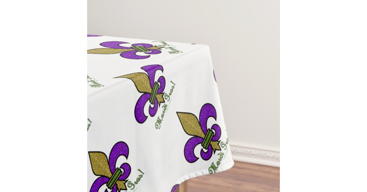 Colorful Mardi Gras Fleur De Lis Tablecloth | Zazzle