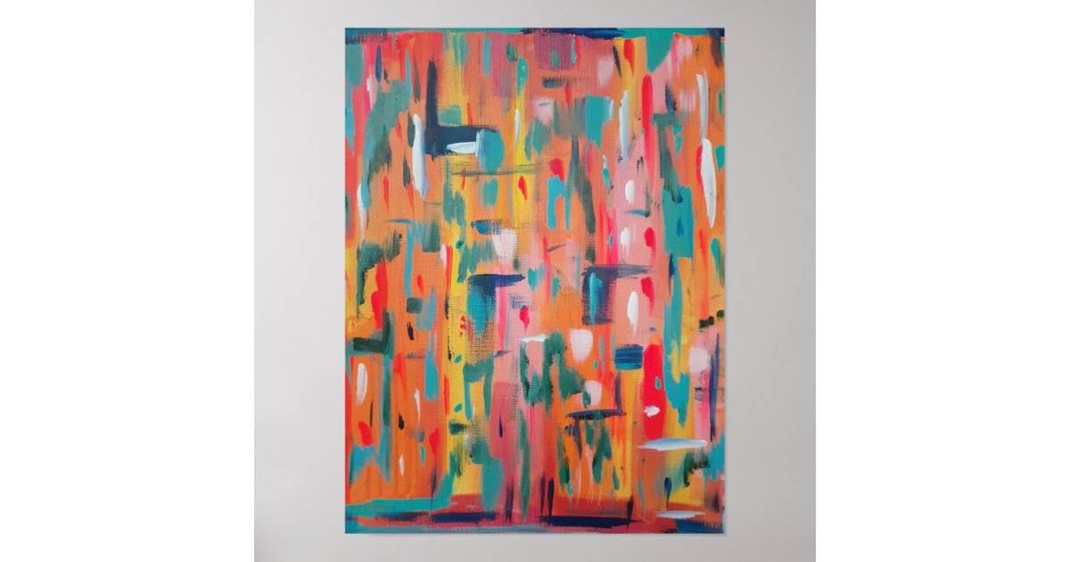 Colorful Mark Making Abstract Art Poster | Zazzle