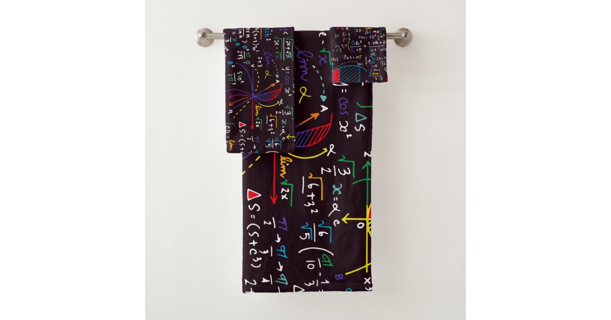 Colorful Math Equations and Formulas on Blackboard Bath Towel Set | Zazzle