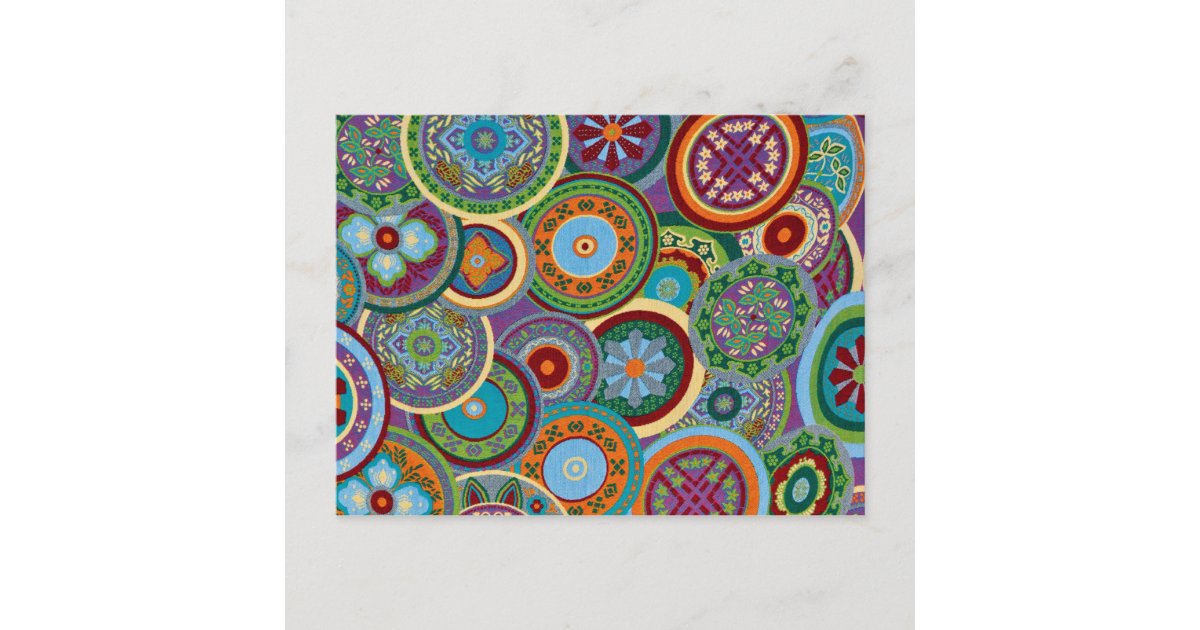 Colorful Mayan Circle Pattern Postcard | Zazzle