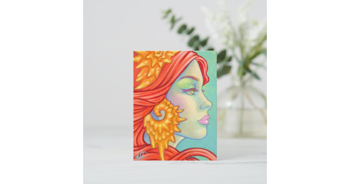 Colorful Mermaid Art Postcard | Zazzle