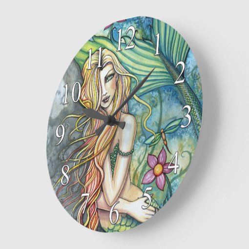 Colorful Mermaid Fantasy Art Clock | Zazzle