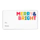 Colorful Merry and Bright Rectangular Gift Label | Zazzle