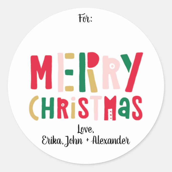 Colorful Merry Christmas Classic Round Sticker | Zazzle.com