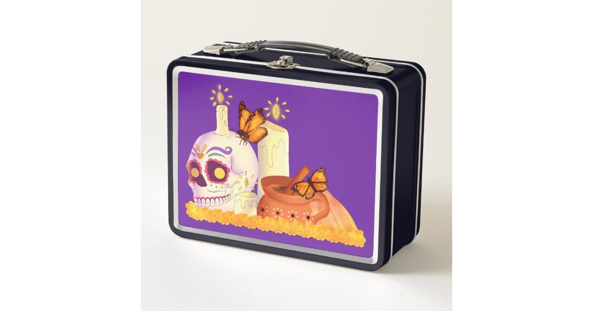 Colorful Mexican Day Of The Dead Sugar Skull Metal Lunch Box | Zazzle