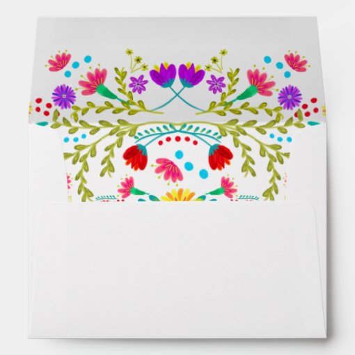 Colorful Mexican Fiesta Flowers Return Address Envelope | Zazzle