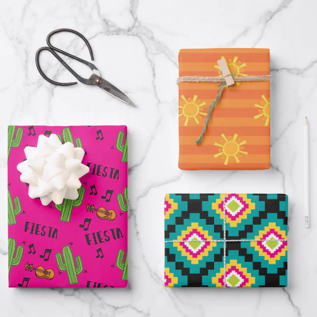 Colorful Mexican Fiesta Pattern Wrapping Paper Sheets | Zazzle