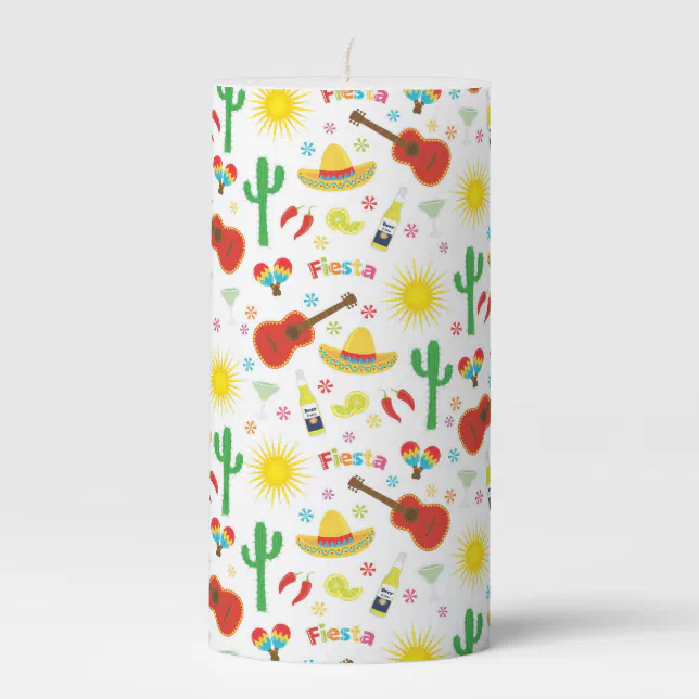 Colorful Mexican Fiesta Pillar Candle | Zazzle