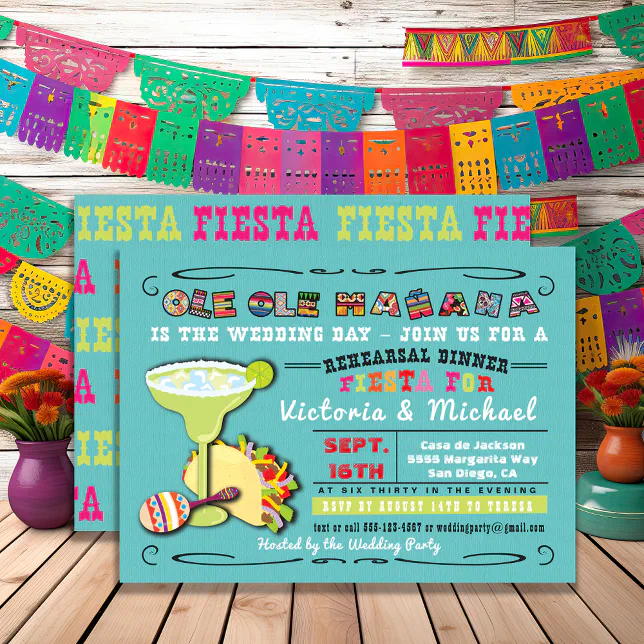 Colorful Mexican Fiesta Rehearsal Dinner Invites | Zazzle