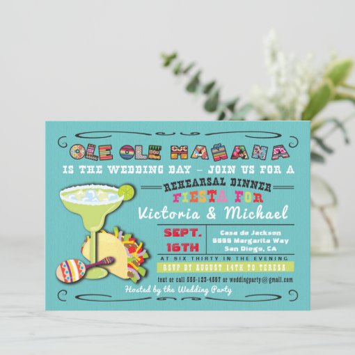 Colorful Mexican Fiesta Rehearsal Dinner Invites | Zazzle