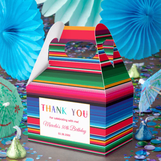 Colorful Mexican Fiesta Serape Thank you Favor Boxes | Zazzle