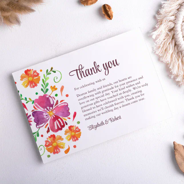 Colorful Mexican Fiesta Wedding Thank You Card | Zazzle