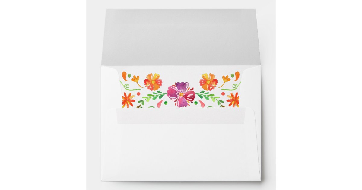 Colorful Mexican Floral Fiesta Wedding Envelope | Zazzle