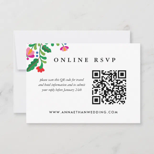 Colorful Mexican Wedding Online RSVP QR Code Thank You Card | Zazzle