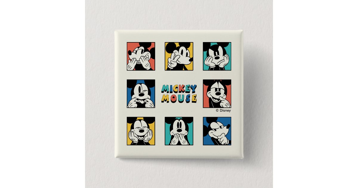 Colorful Mickey Mouse Grid Button | Zazzle