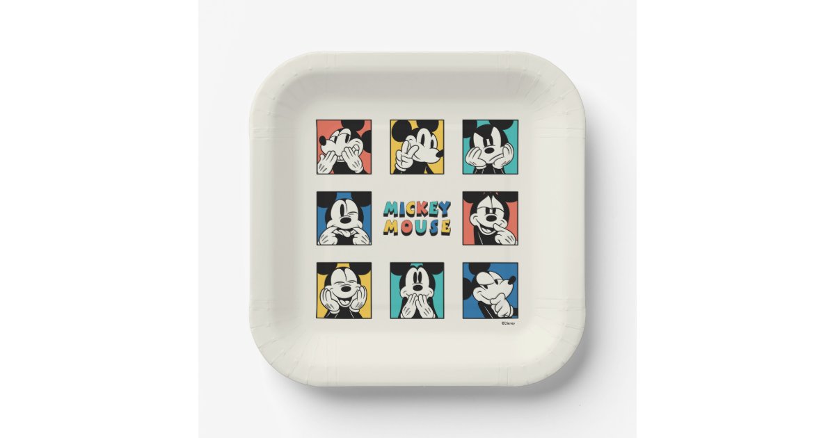 Colorful Mickey Mouse Grid Paper Plates | Zazzle