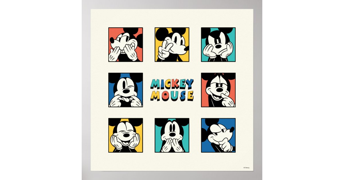 Colorful Mickey Mouse Grid Poster | Zazzle