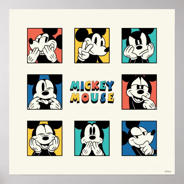 Colorful Mickey Mouse Grid Poster | Zazzle