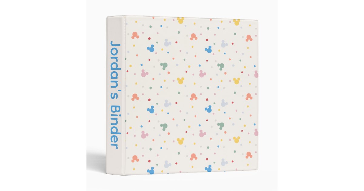 Colorful Mickey Mouse Icon and Dot Toss Pattern 3 Ring Binder | Zazzle